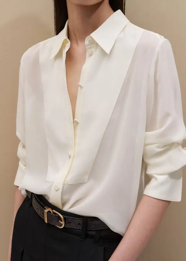ME+EM Evening Sheer Silk Blouse - Light Cream