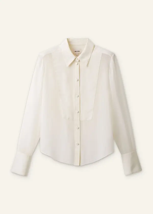 ME+EM Evening Sheer Silk Blouse - Light Cream