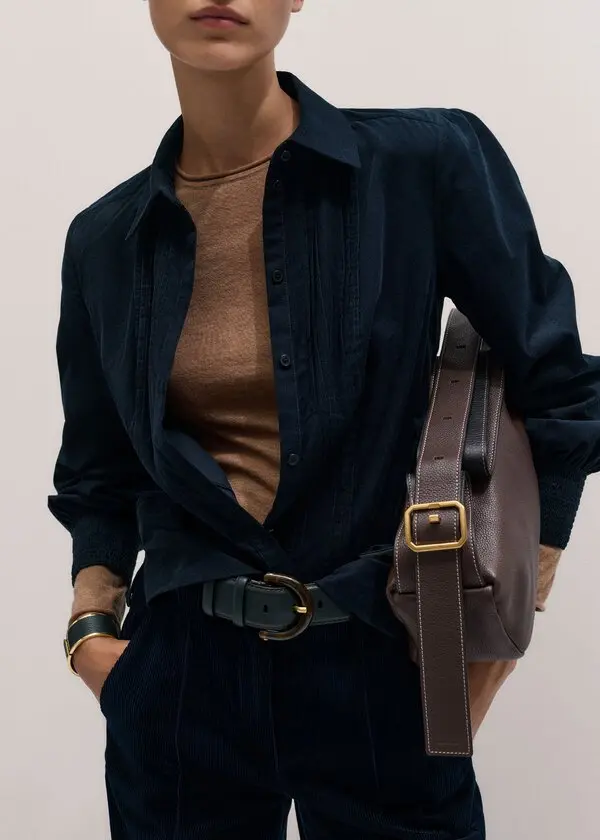 ME+EM Micro Cord Slim Fitting Blouse