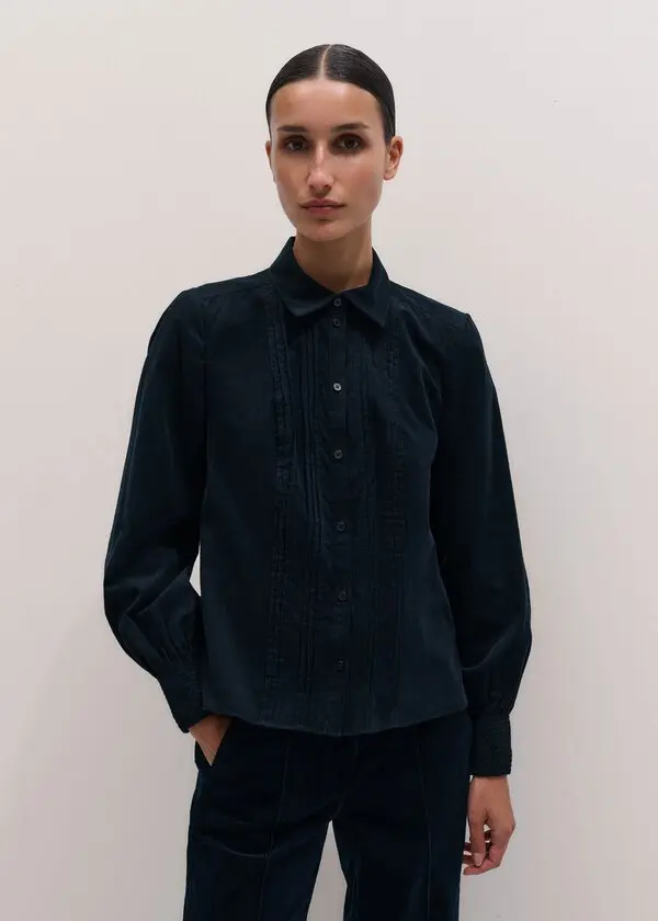 ME+EM Micro Cord Slim Fitting Blouse