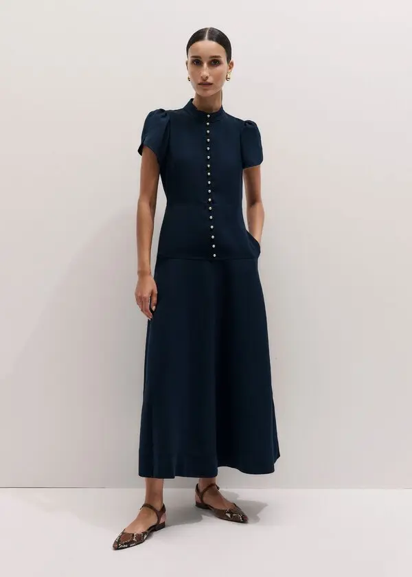ME+EM A-line Feature Button Maxi Dress