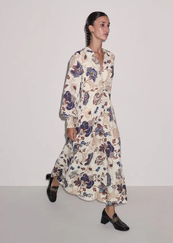 ME+EM Grand Paisley Print Maxi Dress - Light Cream Multi