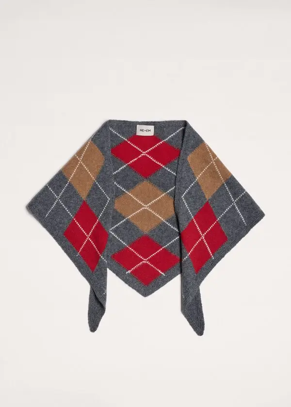 ME+EM Cashmere Argyle Triangle Knit Scarf