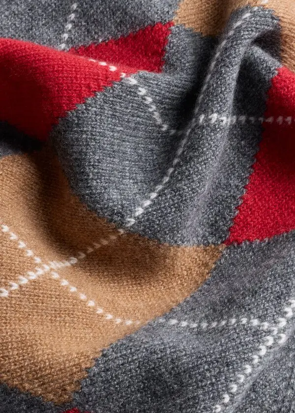 ME+EM Cashmere Argyle Triangle Knit Scarf