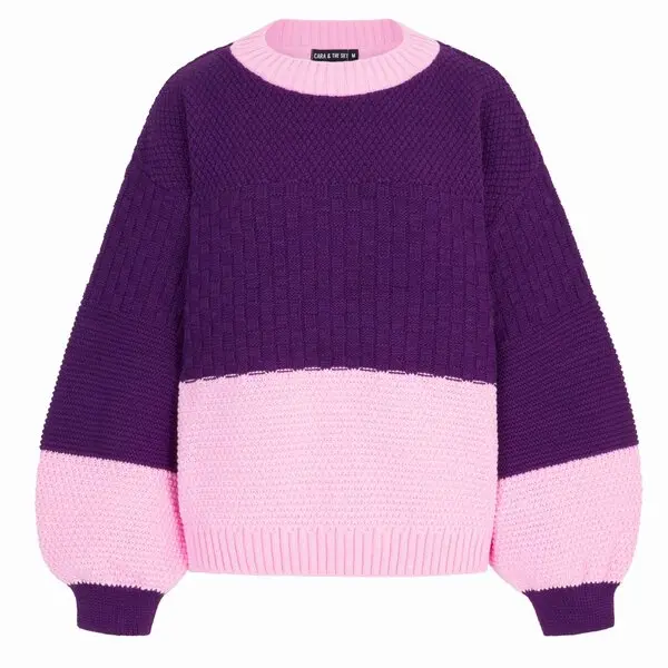 CARA & THE SKY Taz Colour Block Balloon Sleeve Jumper
