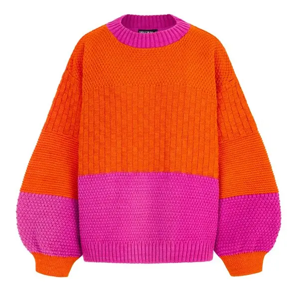CARA & THE SKY Taz Colour Block Jumper - Orange