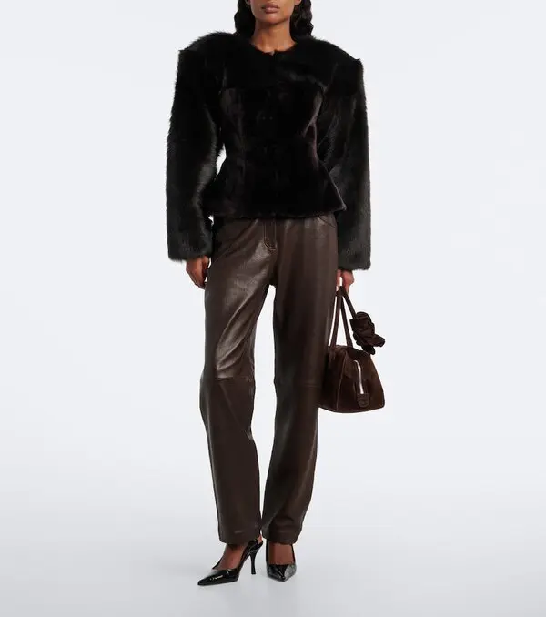 Magda Butrym Peplum Shearling Jacket