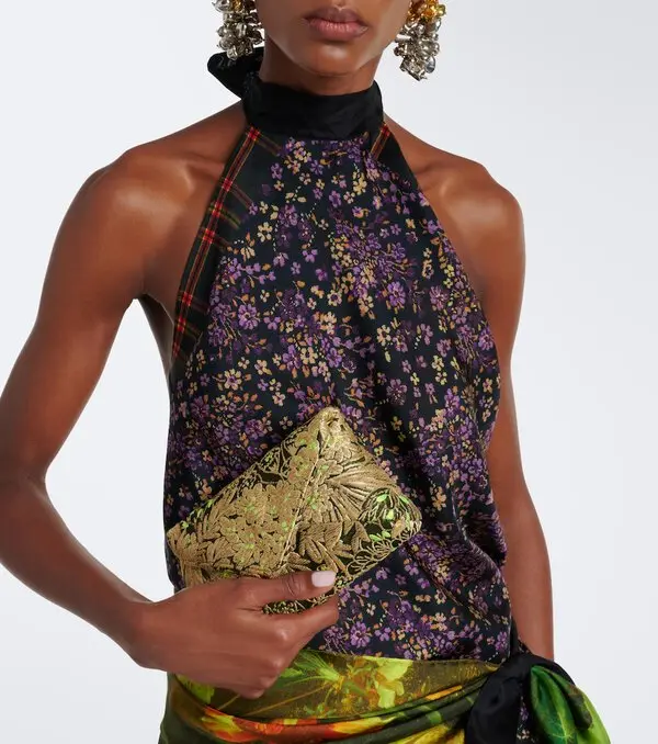 Dries Van Noten Small Floral Jacquard Clutch
