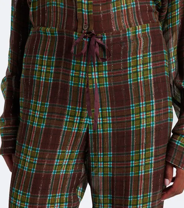 Dries Van Noten Plaid Wide-leg Pants