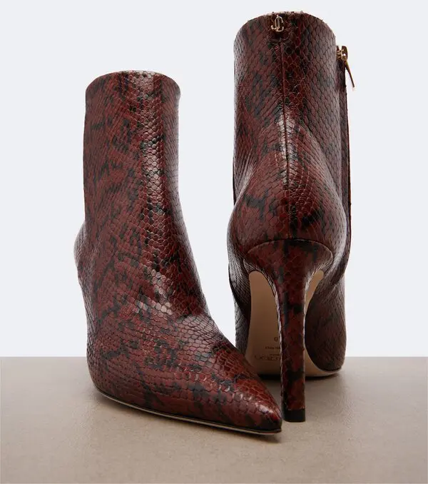 JIMMY CHOO Frankie Snake-effect Leather Ankle Boots