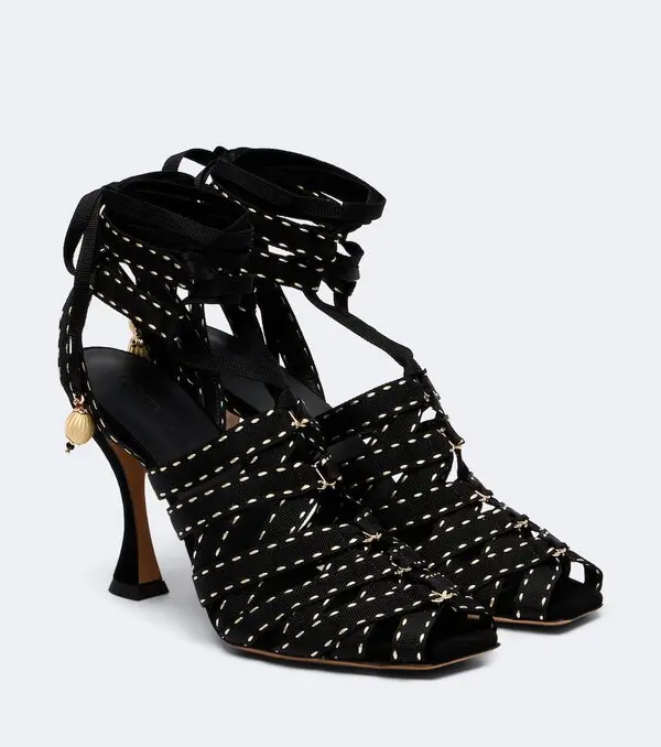 Zimmermann Corsage Canvas Sandals - Black