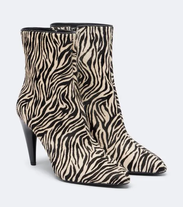 Isabel Marant Étoile Jany Printed Calf Hair Ankle Boots - Black