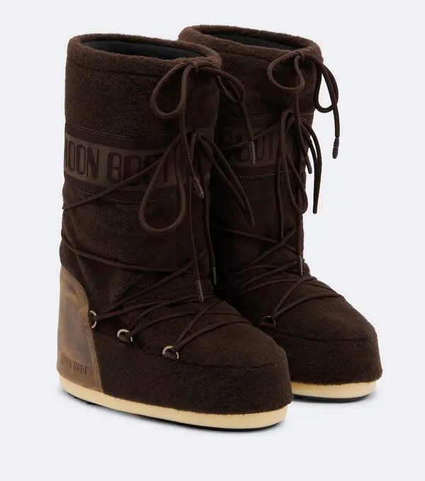 Moon Boot Icon Leather-trimmed Snow Boots - Brown