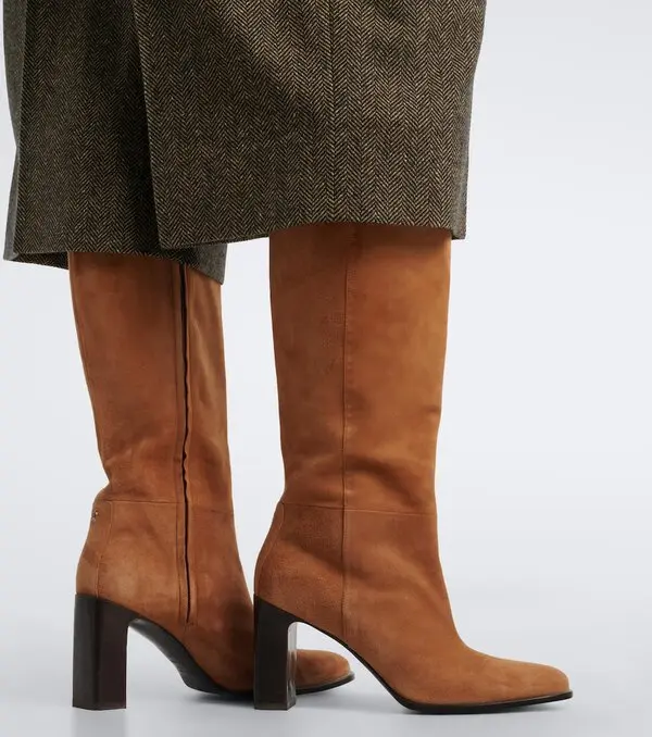JIMMY CHOO Bibi Shearling-trimmed Suede Knee-high Boots - Beige