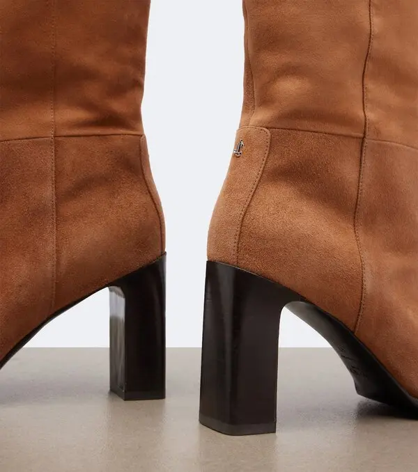 JIMMY CHOO Bibi Shearling-trimmed Suede Knee-high Boots - Beige