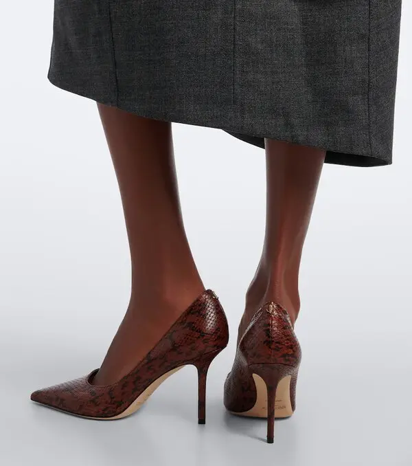 JIMMY CHOO Love Snake-effect Leather Pumps