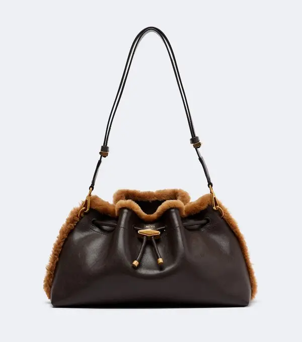 JIMMY CHOO Cinch Medium Leather Shoulder Bag - Brown