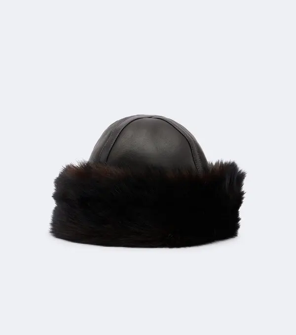 Nour Hammour Dallen Leather And Shearling Hat