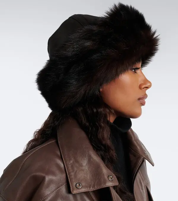 Nour Hammour Dallen Leather And Shearling Hat