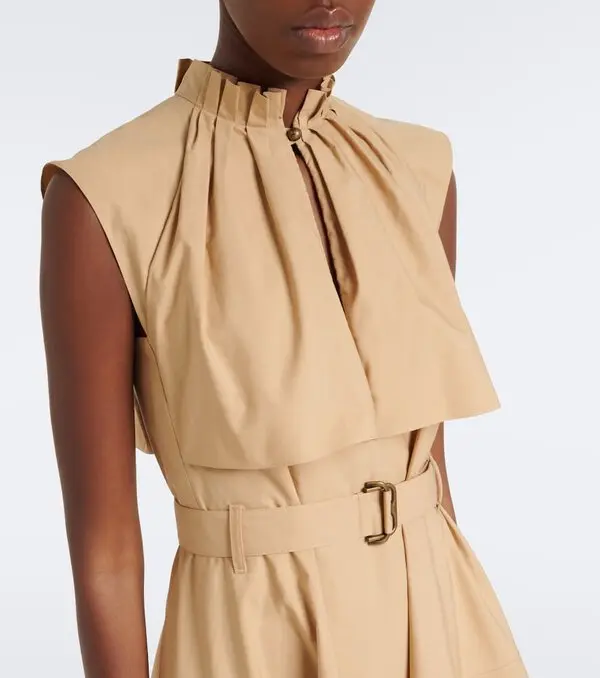 Burberry Caped Cotton Poplin Midi Dress