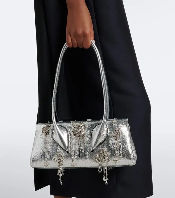 CHRISTIAN LOUBOUTIN Venus Small Embellished Leather Shoulder Bag