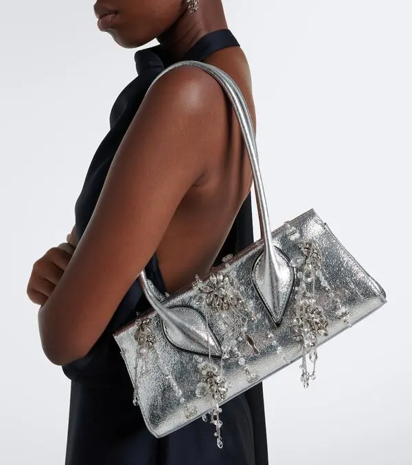 CHRISTIAN LOUBOUTIN Venus Small Embellished Leather Shoulder Bag