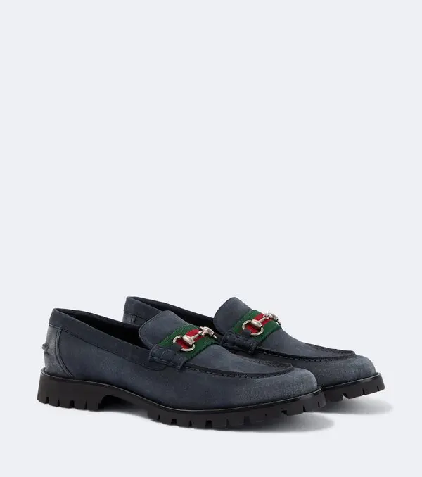 Gucci Horsebit Suede Loafers - Blue