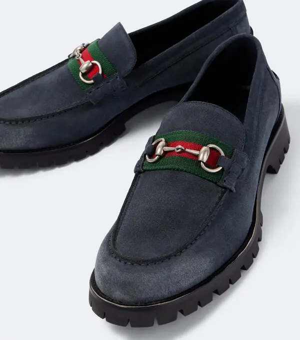 Gucci Horsebit Suede Loafers - Blue