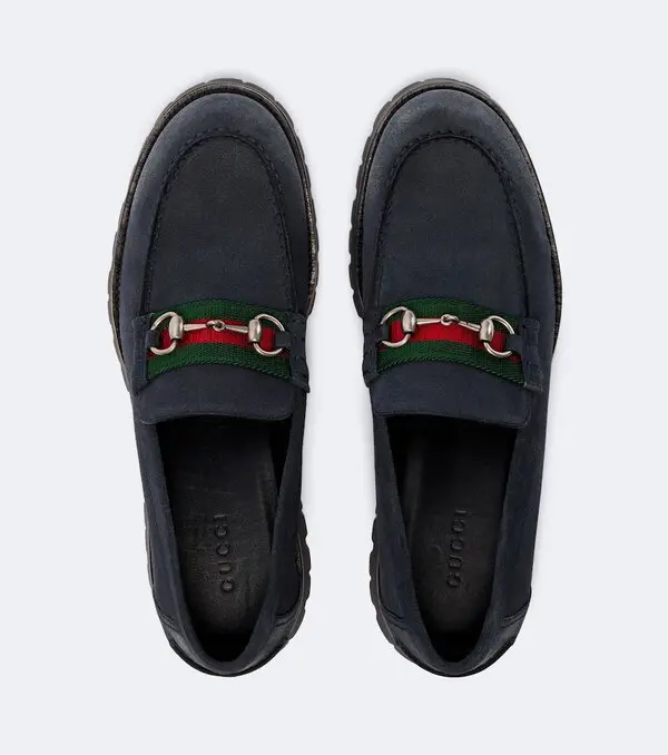 Gucci Horsebit Suede Loafers - Blue