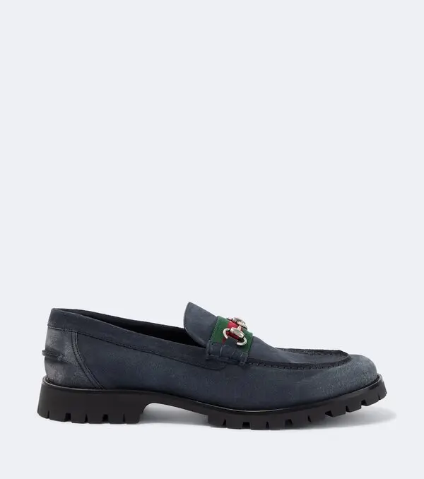 Gucci Horsebit Suede Loafers - Blue