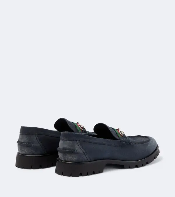 Gucci Horsebit Suede Loafers - Blue