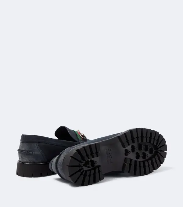 Gucci Horsebit Suede Loafers - Blue