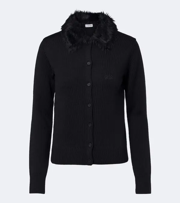 Loewe Double L Wool Cardigan - Black