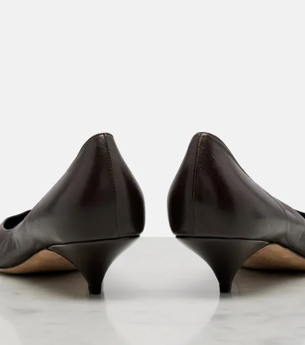 THE ROW Liisa Three Leather Pumps - Brown