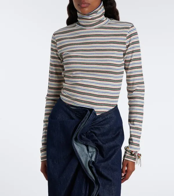 Dries Van Noten Striped Cotton-blend Turtleneck Sweater - Multicoloured