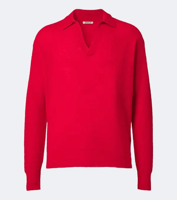 Auralee Alpaca-blend Polo Sweater