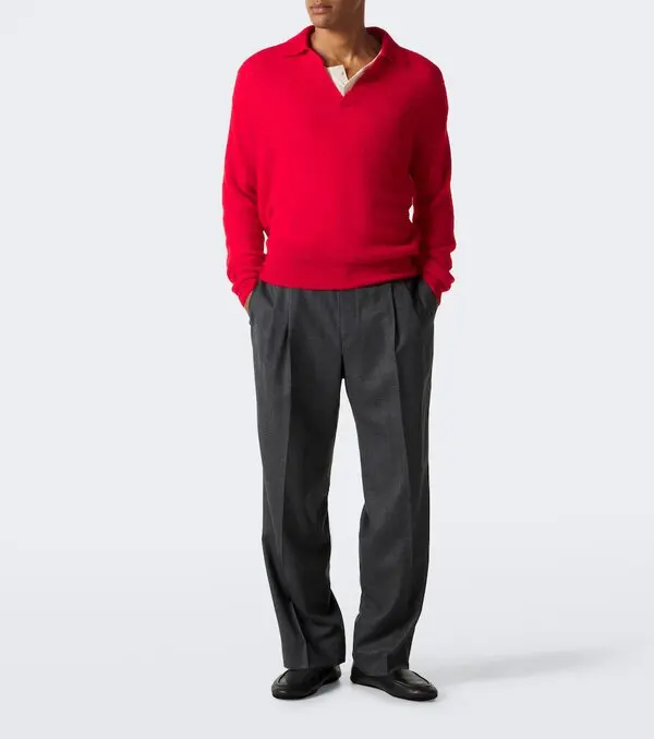 Auralee Alpaca-blend Polo Sweater