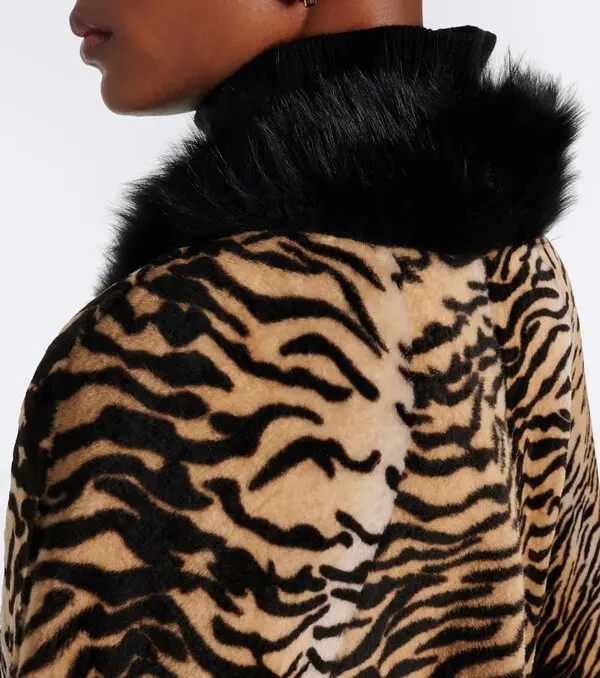 Nour Hammour Olympe Printed Shearling Poncho