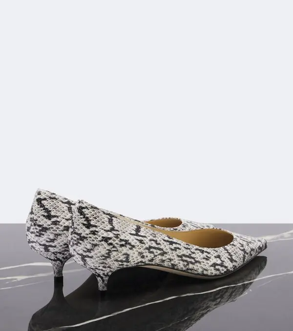 JIMMY CHOO Amelia Snake-effect Leather Pumps - Grey