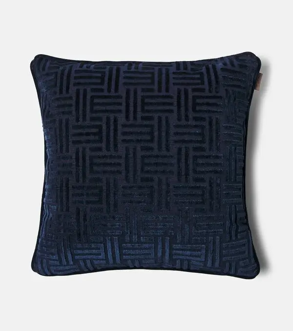Etro Flag Monogram Corduroy Cushion - Blue
