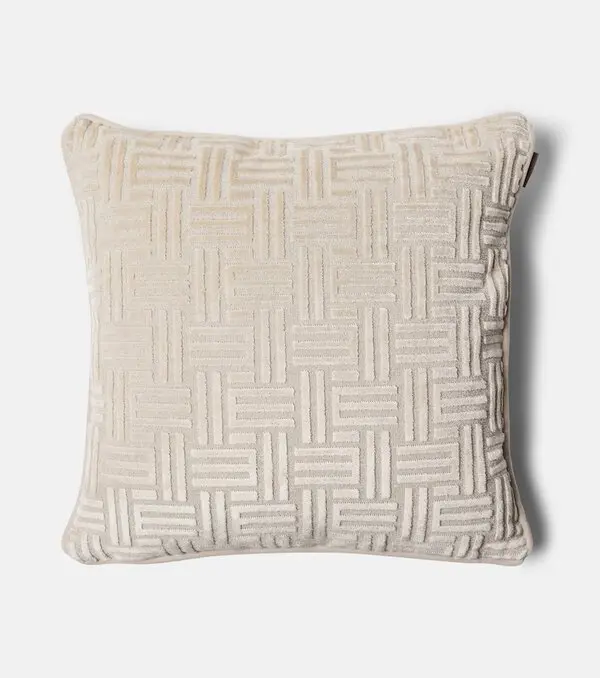 Etro Flag Monogram Corduroy Cushion - White