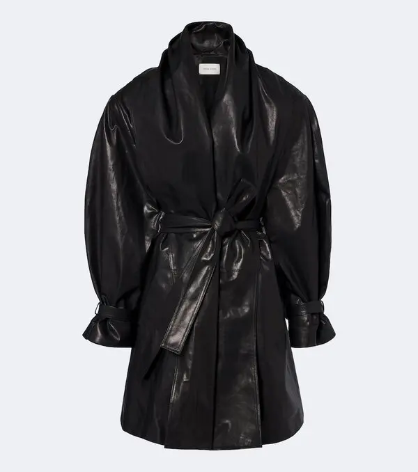Magda Butrym Belted Draped Leather Jacket