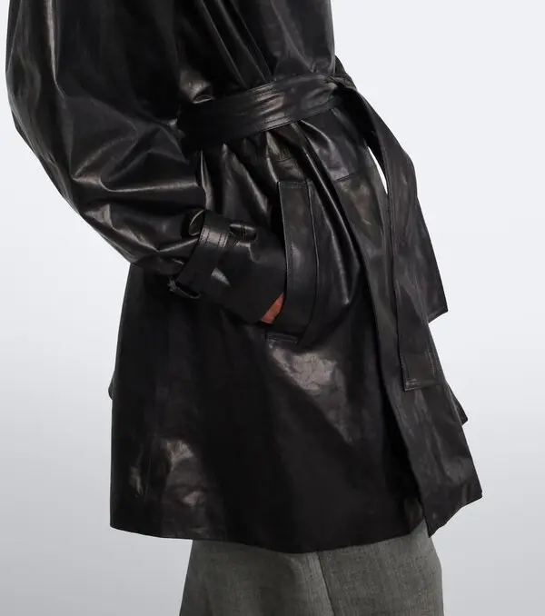 Magda Butrym Belted Draped Leather Jacket