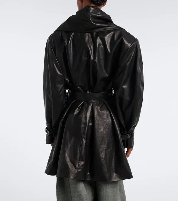 Magda Butrym Belted Draped Leather Jacket