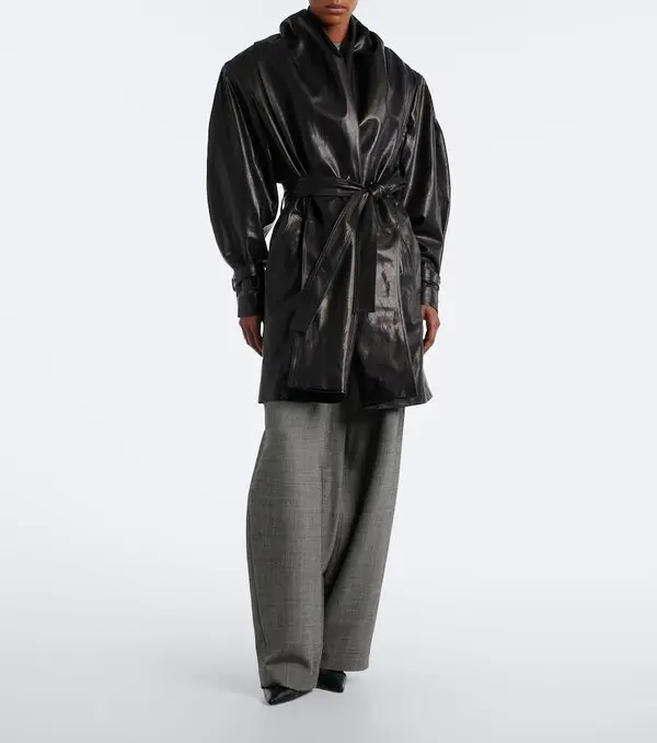Magda Butrym Belted Draped Leather Jacket