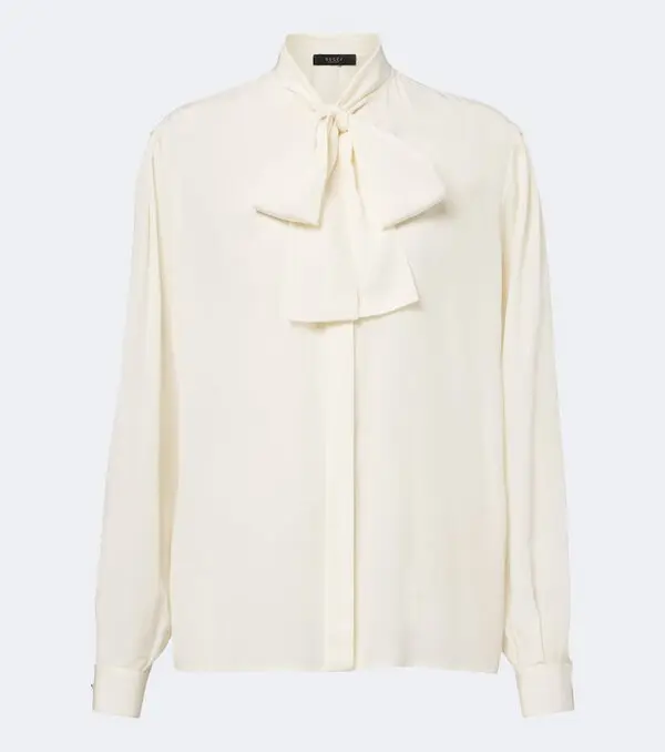 Gucci Tie-neck Silk Crêpe De Chine Blouse - White