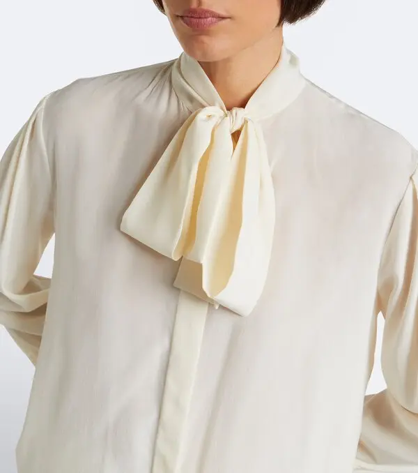 Gucci Tie-neck Silk Crêpe De Chine Blouse - White