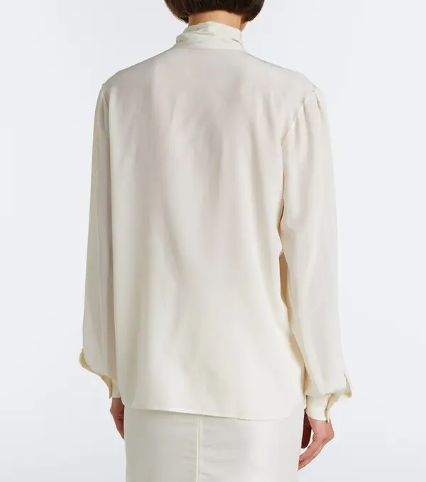 Gucci Tie-neck Silk Crêpe De Chine Blouse - White