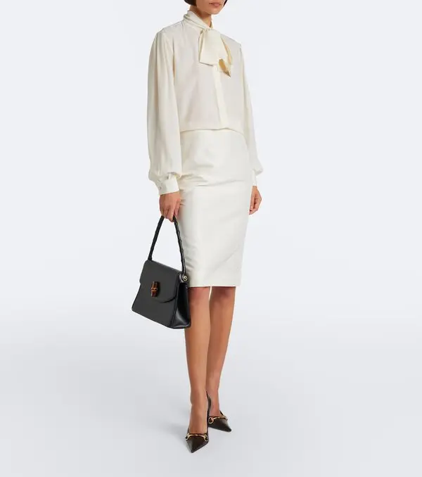 Gucci Tie-neck Silk Crêpe De Chine Blouse - White