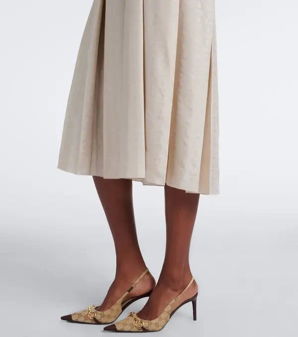 Gucci Pleated Tie-neck Silk Jacquard Shirt Dress